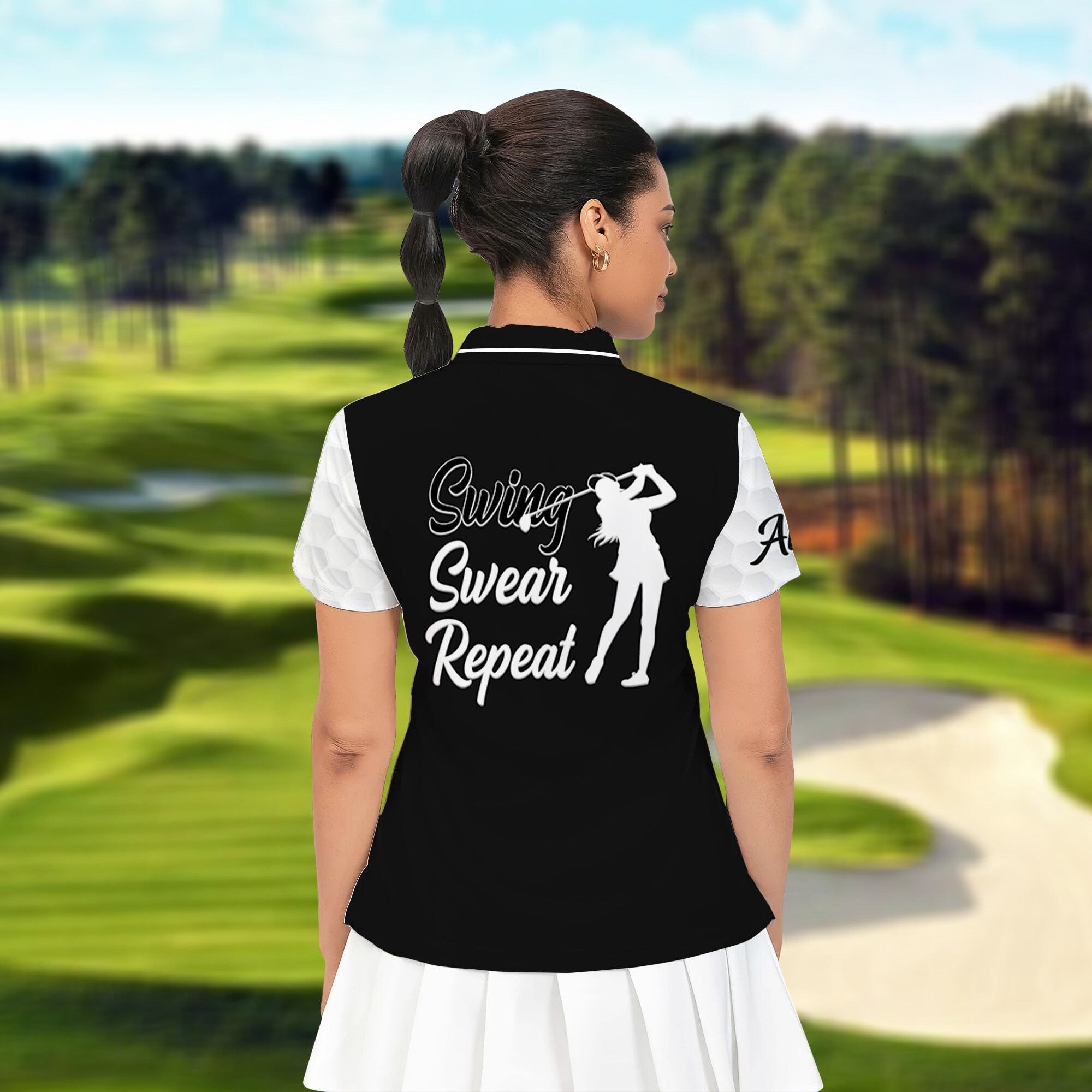Swing Swear Repeat Women Polo Shirt Goft Girl Polo Shirt - Etsy