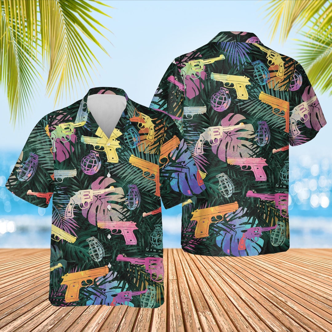 Gun Tropical Hawaiian Shirt, Gun Lover, Gun Shirt for Men, Gift for Gun ...