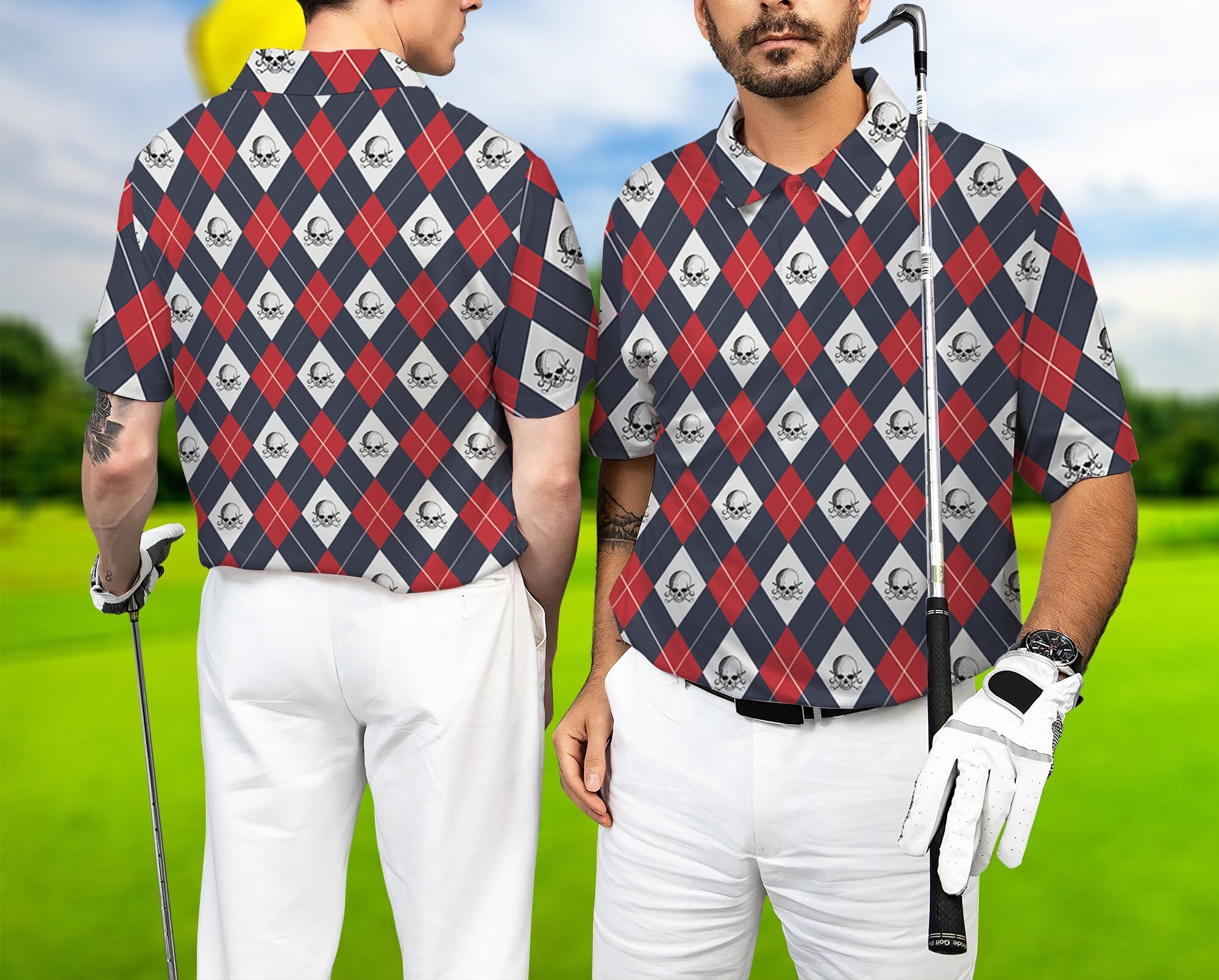 Skull Golf Polo Shirt, Skull Men Golf Shirt, Golf Lover Shirt, Golf ...