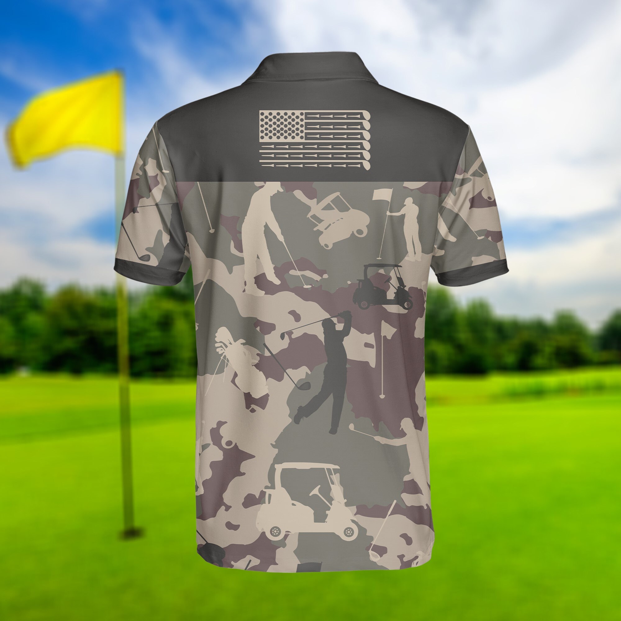 Golf Camouflage Polo Shirt, Golf Polo Shirt, Military Golfing Polo ...