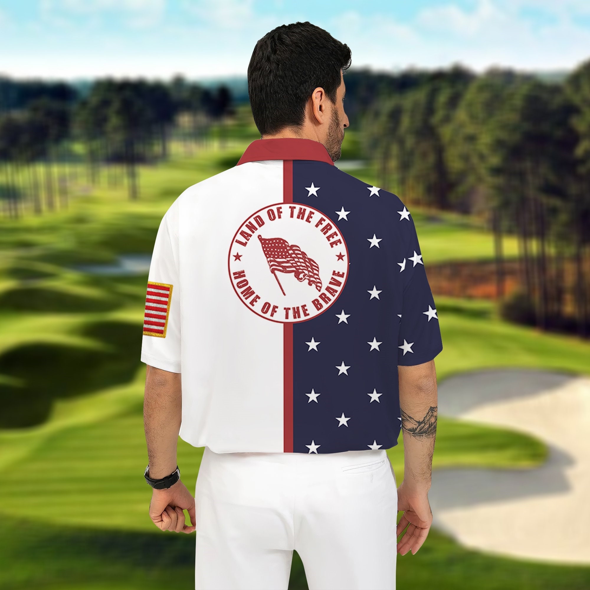 Personalized Patriotic USA Flag Custom Polo Shirt, 4th July Veteran Shirt