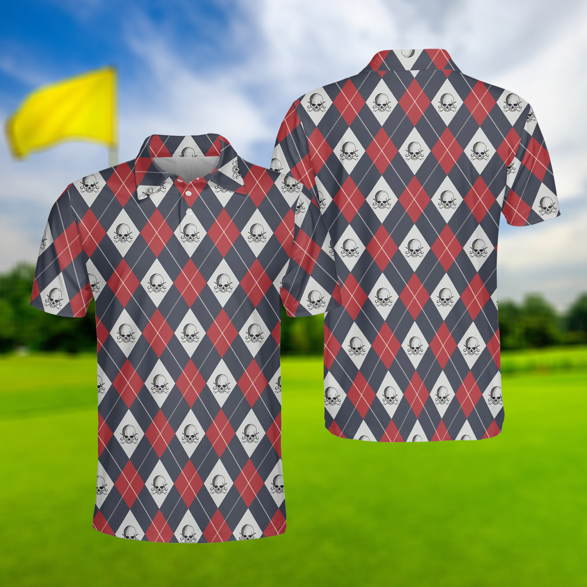 Skull Golf Polo Shirt, Skull Men Golf Shirt, Golf Lover Shirt, Golf ...