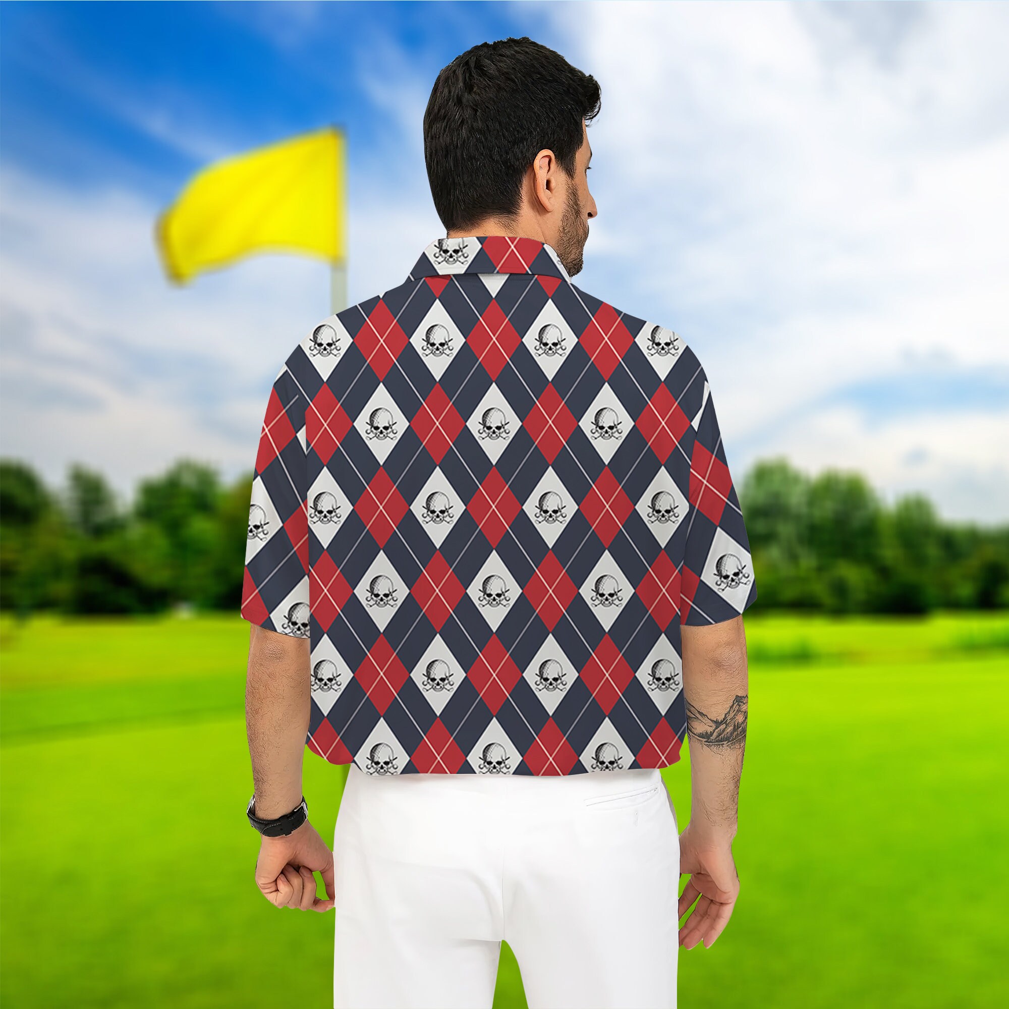 Skull Golf Polo Shirt, Skull Men Golf Shirt, Golf Lover Shirt, Golf ...
