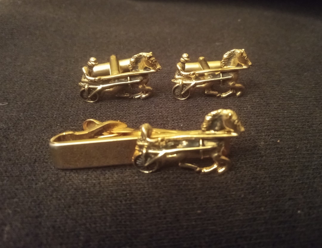 Vintage SWANK Horse and Biggie Cufflinks & Necktie Western Old School ...