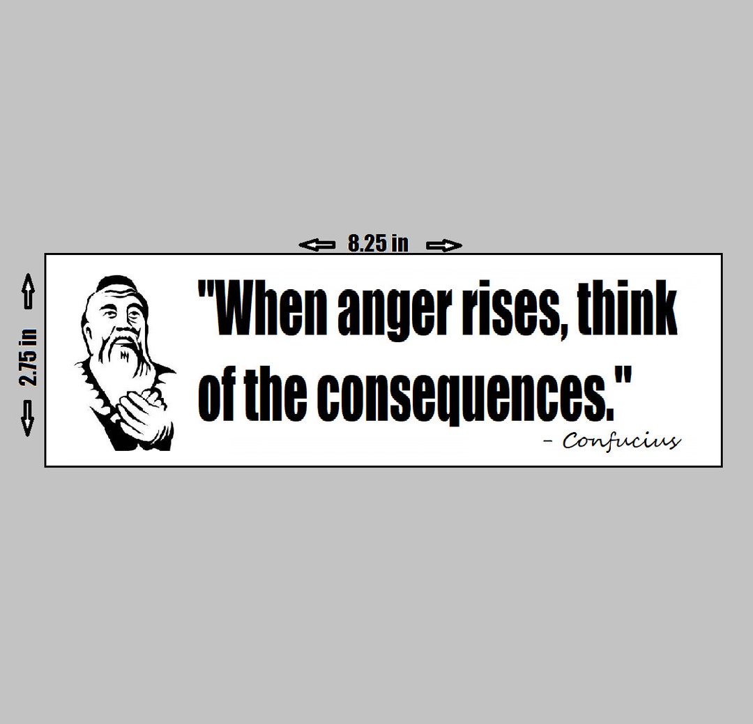 CONFUCIUS Vinyl Sticker Quote Wisdom When Anger Rises Think of the ...