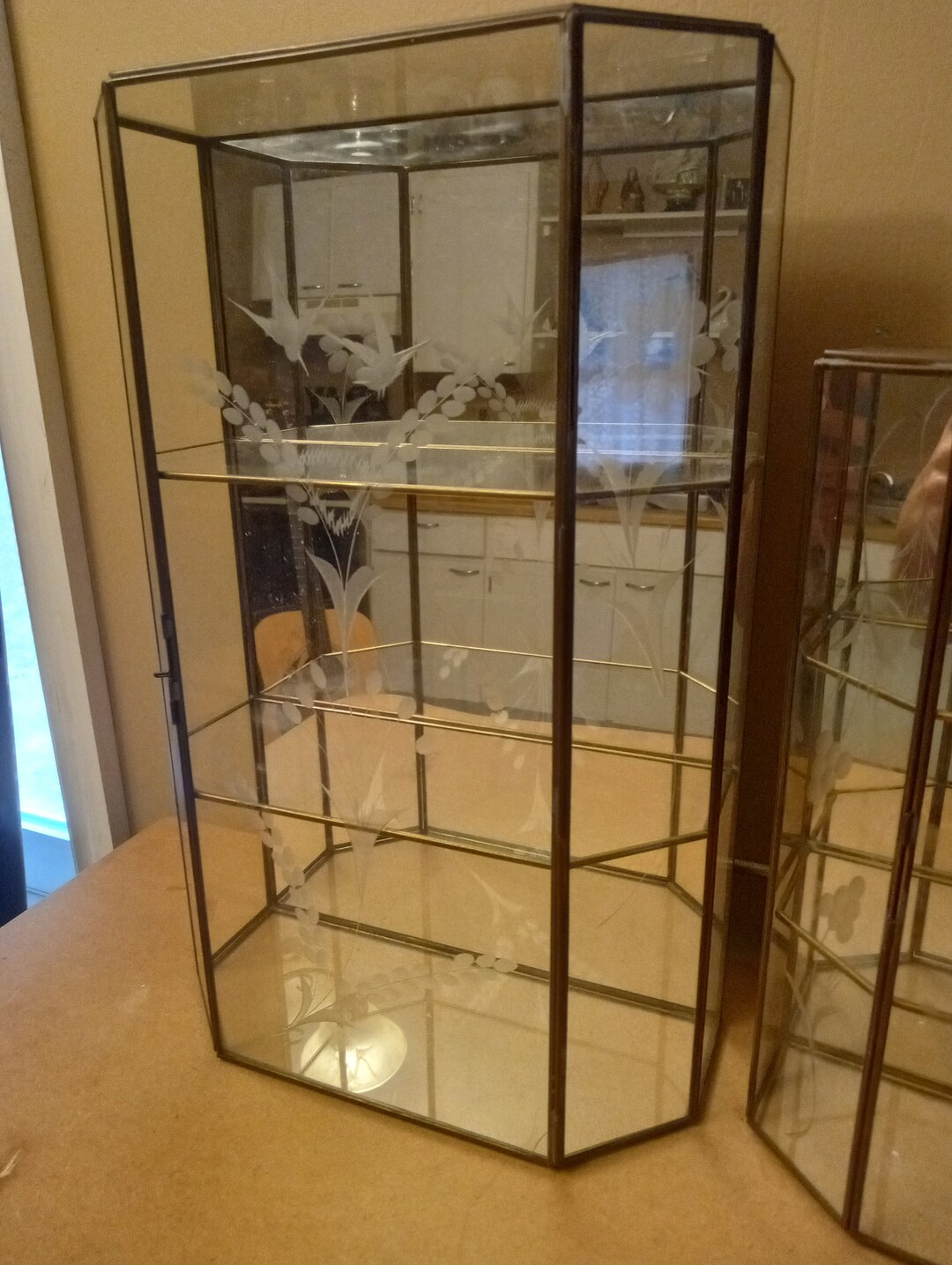 Vintage Figurine Glass Floral Cabinets Mirror Display Cases Flowers Lot ...