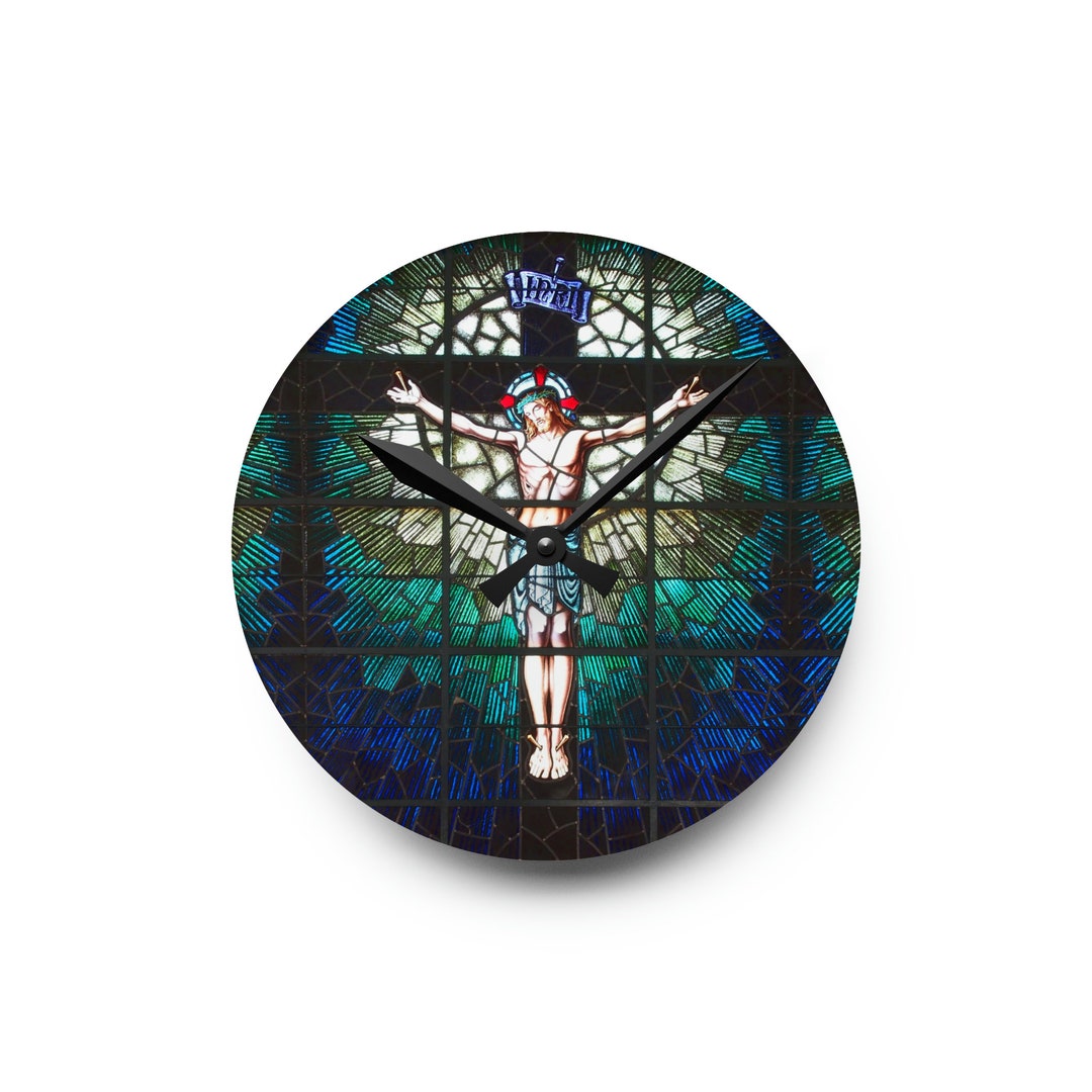 Acrylic Wall Clock Jesus Christ Stained Glass Mural - Etsy