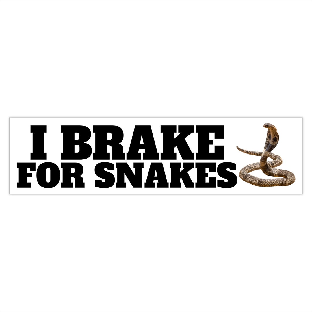 Vinyl Bumper Sticker I Brake for Snakes / Reptiles Unique Cobra Art ...