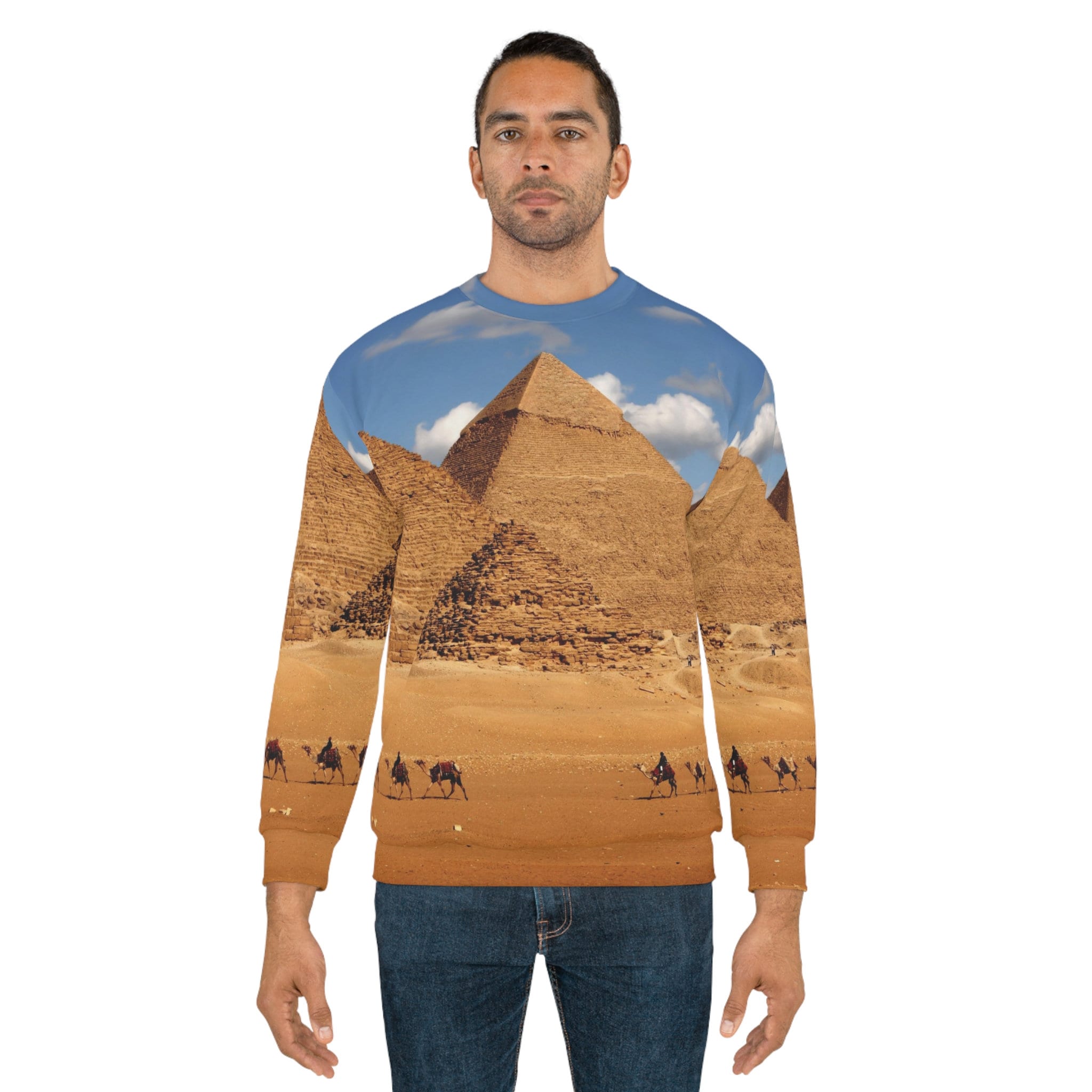The Great Pyramids Egyptian Unisex Sweater Sweatshirt Giza Khufu Camels ...