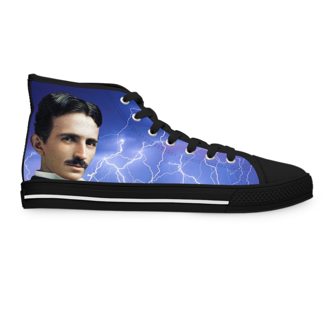 Women's High Top Sneakers Nikola Tesla Shoes Lightning All Over ...