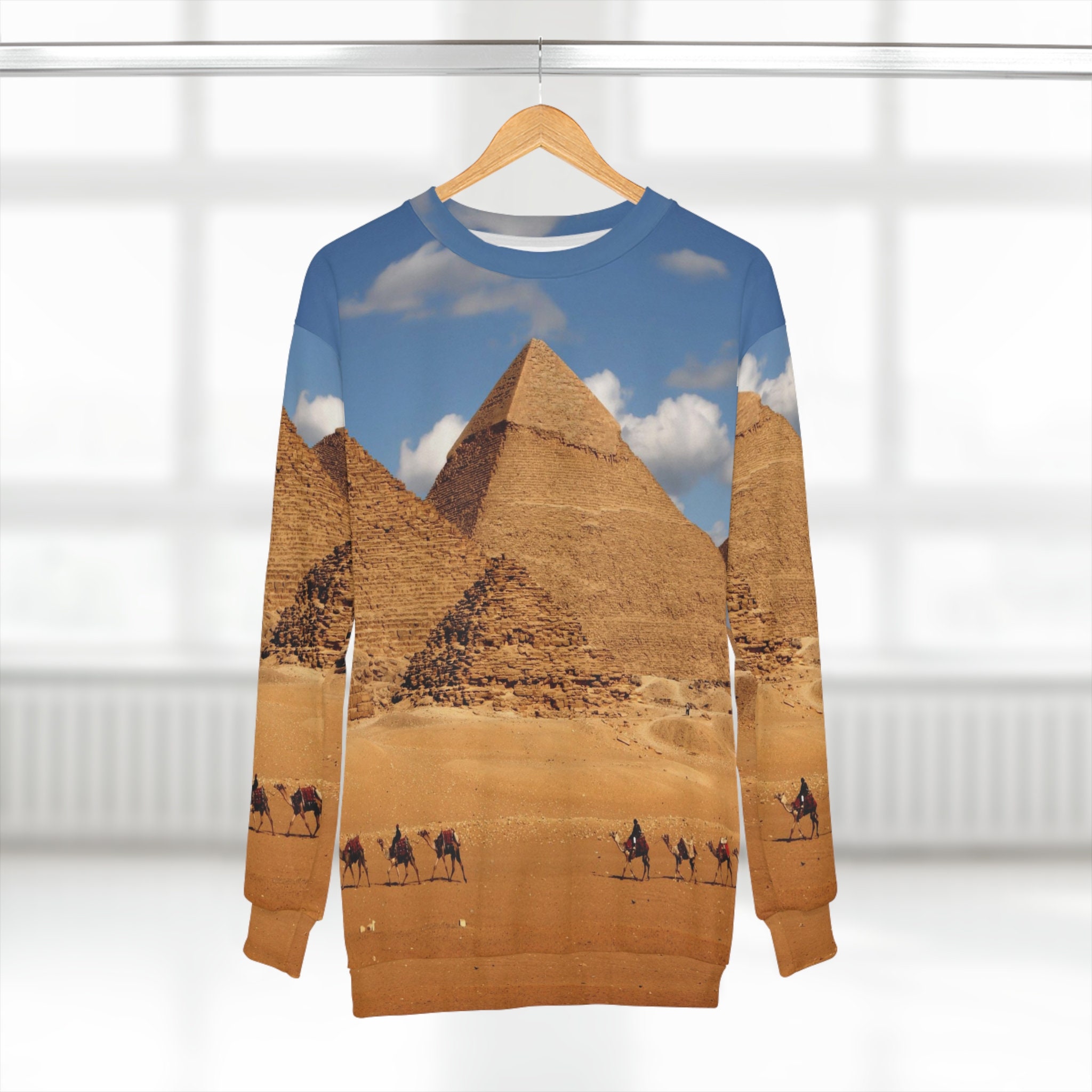 The Great Pyramids Egyptian Unisex Sweater Sweatshirt Giza Khufu Camels ...