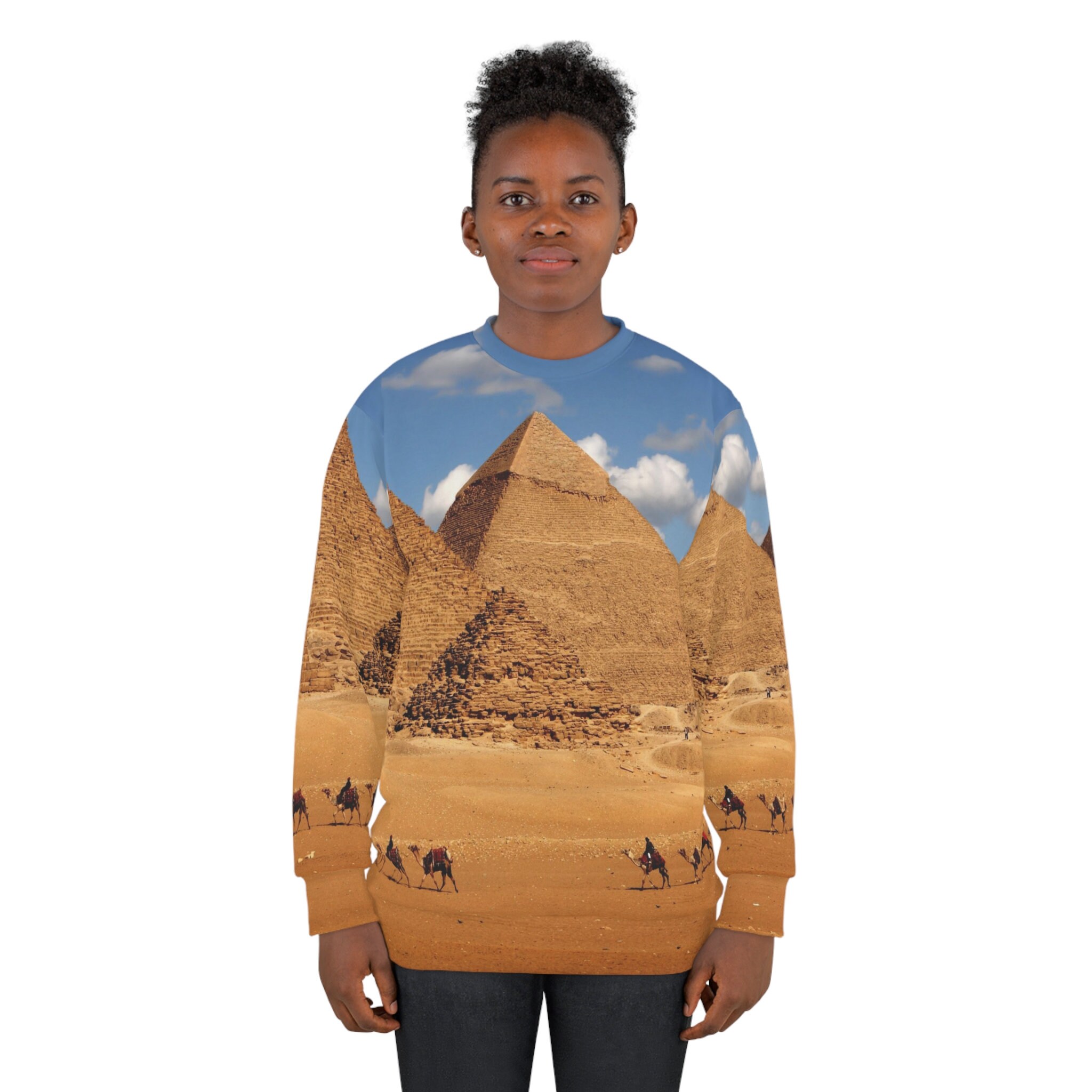 The Great Pyramids Egyptian Unisex Sweater Sweatshirt Giza Khufu Camels ...
