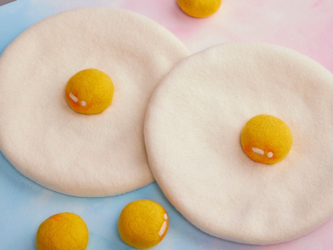 Creative Egg Beret,white Beret Hat for Women,cute Funny Berets,handmade ...