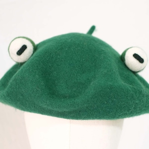 Frog Eyed Beret: Handmade Wool Felt Novelty Hat - Etsy