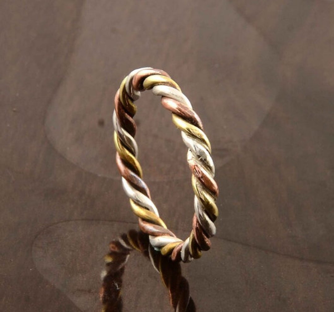 Triple Twist Ring Three Strand Ring Flattened Twist Ring - Etsy