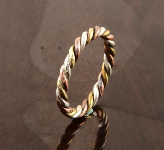 Triple Twist Ring Three Strand Ring Flattened Twist Ring - Etsy