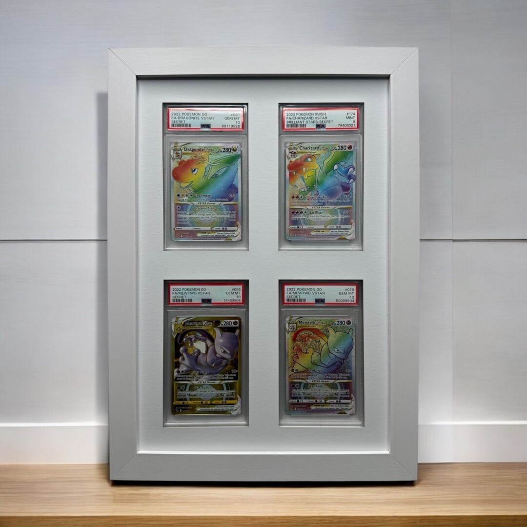 PSA/CGC Compatible Card Wall Frame: White 4 Grid , Pokémon/nba/sports ...