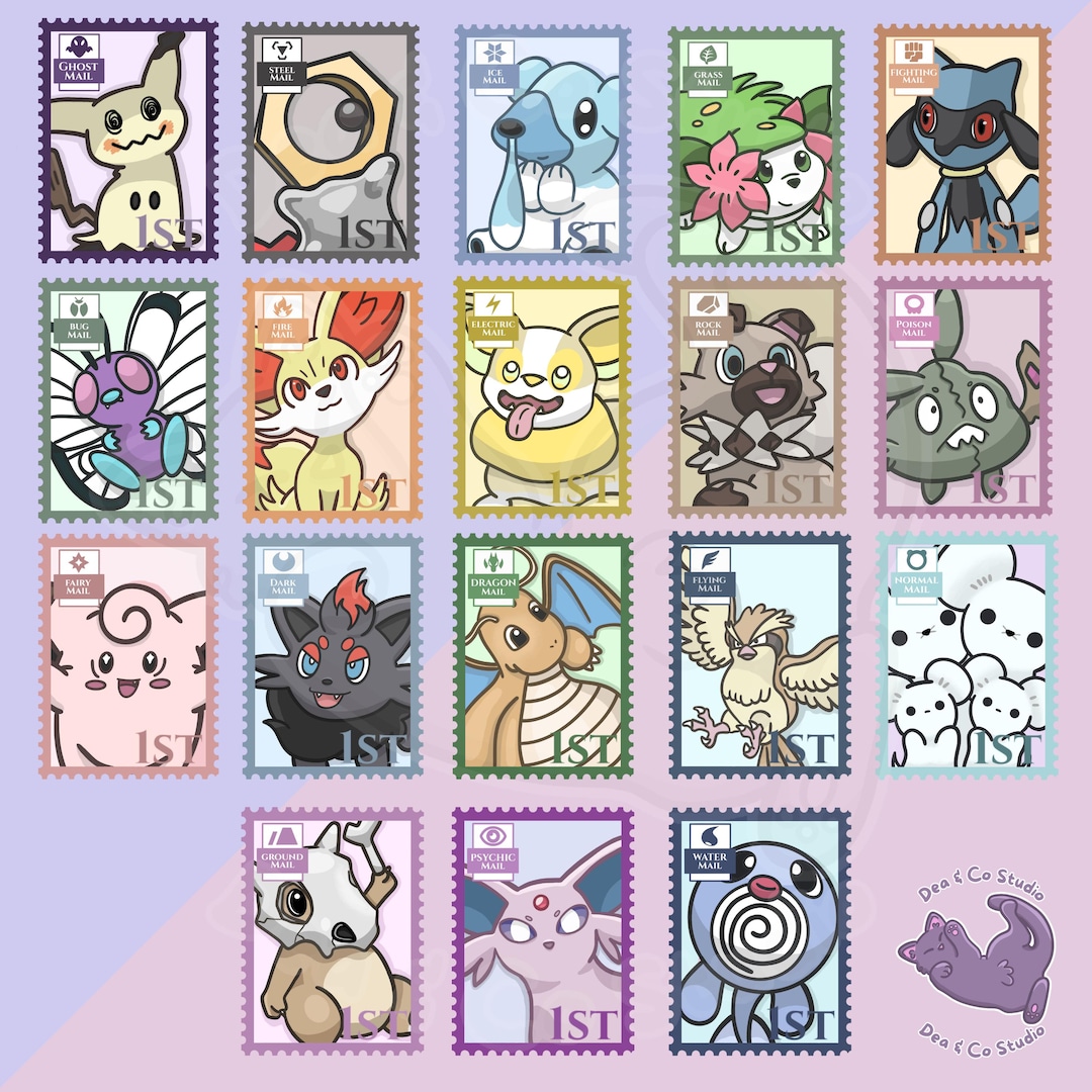 Shattered Holographic Pokémon Inspired Stamp Stickers | 4.5x6cm Vinyl ...