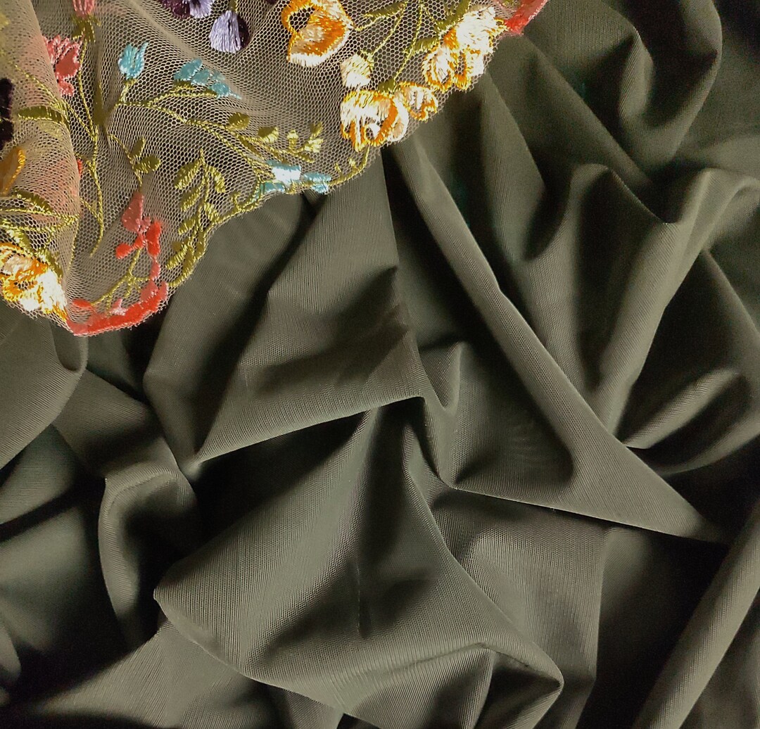 Stretch Khaki Mesh Fabric, Power Net, Green Elastic Power Mesh, Stretch ...
