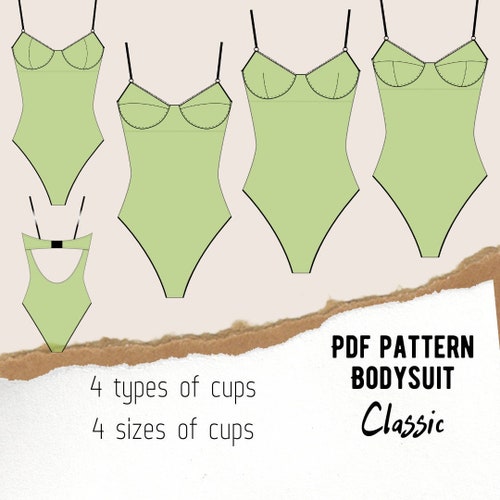 Bodysuit Lingerie Sewing PDF Pattern Classic Size XS Cups - Etsy