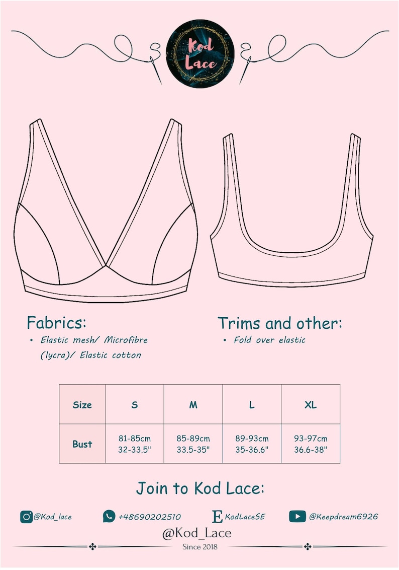 Soft Bra Top Sewing Pattern PDF • No Underwire Bralette • Darted ...