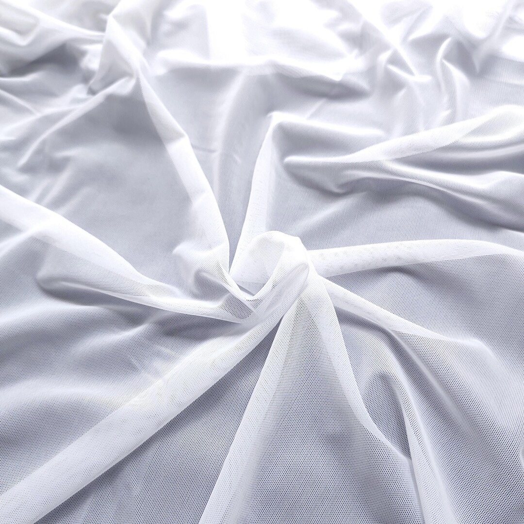 White Stretch Tulle Fabric, Power Net, Elastic Power Mesh, Stretch ...