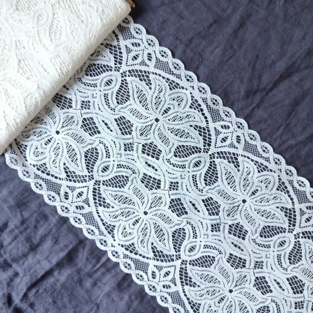 Ivory Floral Lace Trim, Non Stretch Lingerie Fabric (8.6" Wide) - Etsy