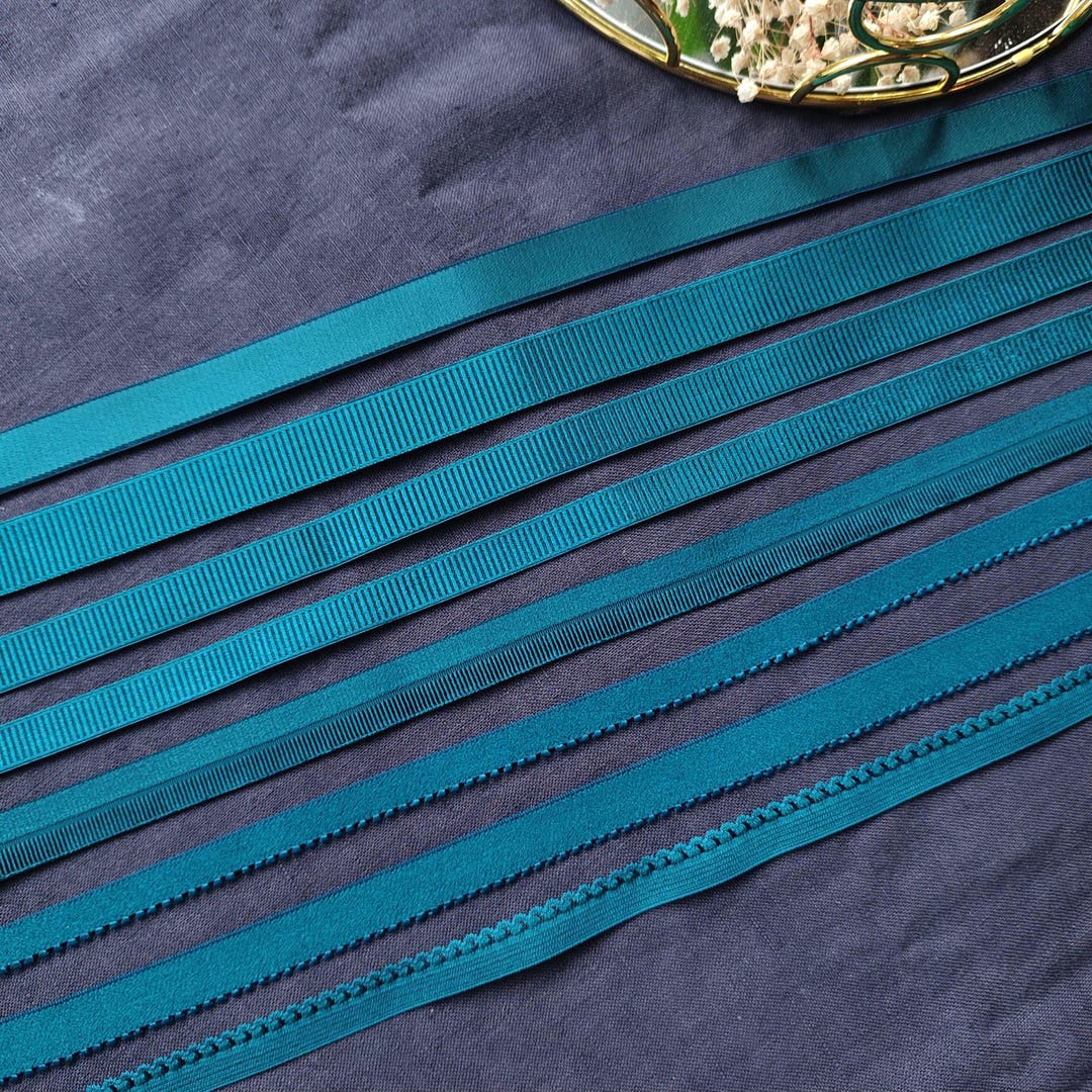 Sea Green Elastics for Sewing Lingerie, Teal Elastic Band, Elastic Trim ...