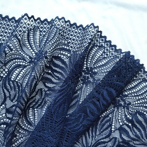 Stretch Dark Blue Lace for Sewing Lingerie, Elastic Deep Blue Lace ...