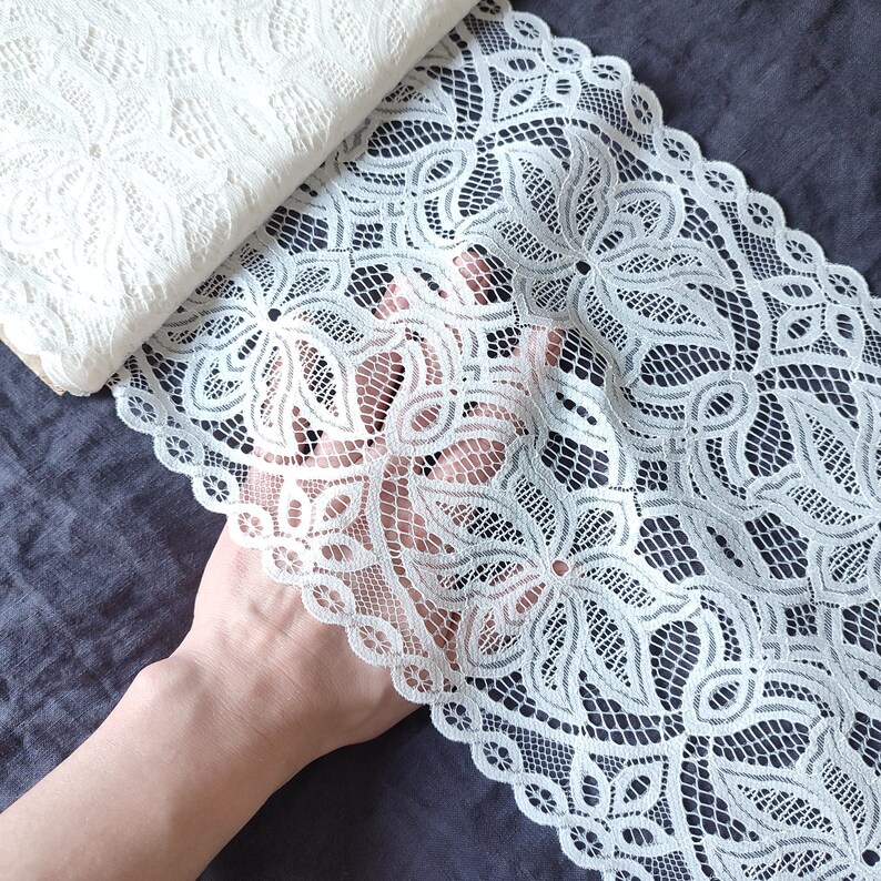 Ivory Floral Lace Trim, Non Stretch Lingerie Fabric (8.6" Wide) - Etsy