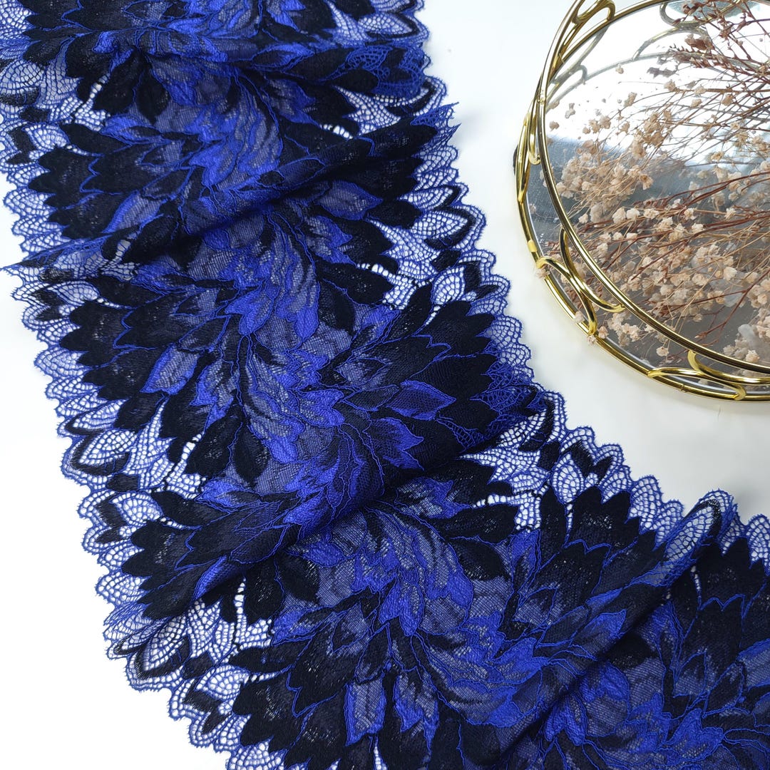 Stretch Blue & Black Lace Trim, Bra Making, Sewing Lingerie - Etsy