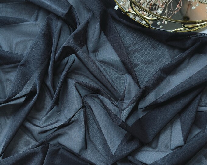 Black Elastic Tulle, Stretch Tulle for Lingerie and Bra Making ...