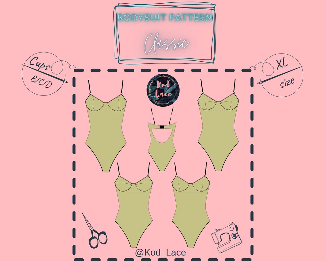 Bodysuit Lingerie Sewing PDF Pattern Classic Size XL, Cups B/C/D - Etsy