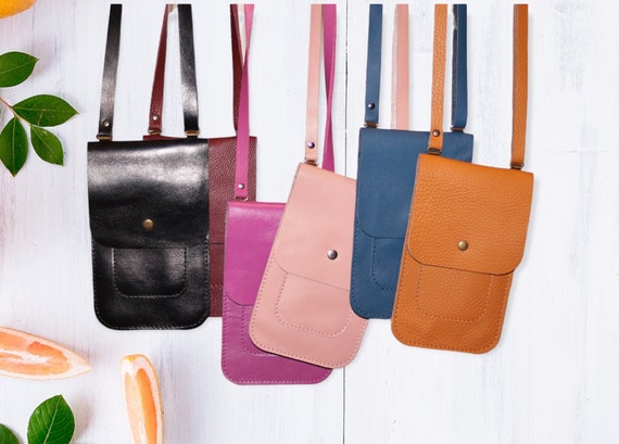 Leather Phone Bag Crossbody Phone Bag Italian Leather - Etsy