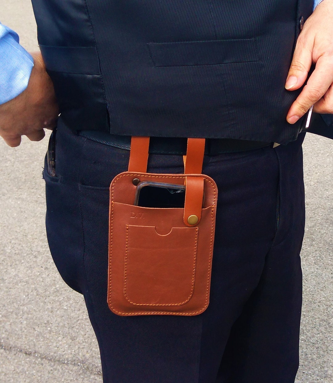 Leather Belt Phone Bag, Leather Men Phone Case, Italian Leather ...