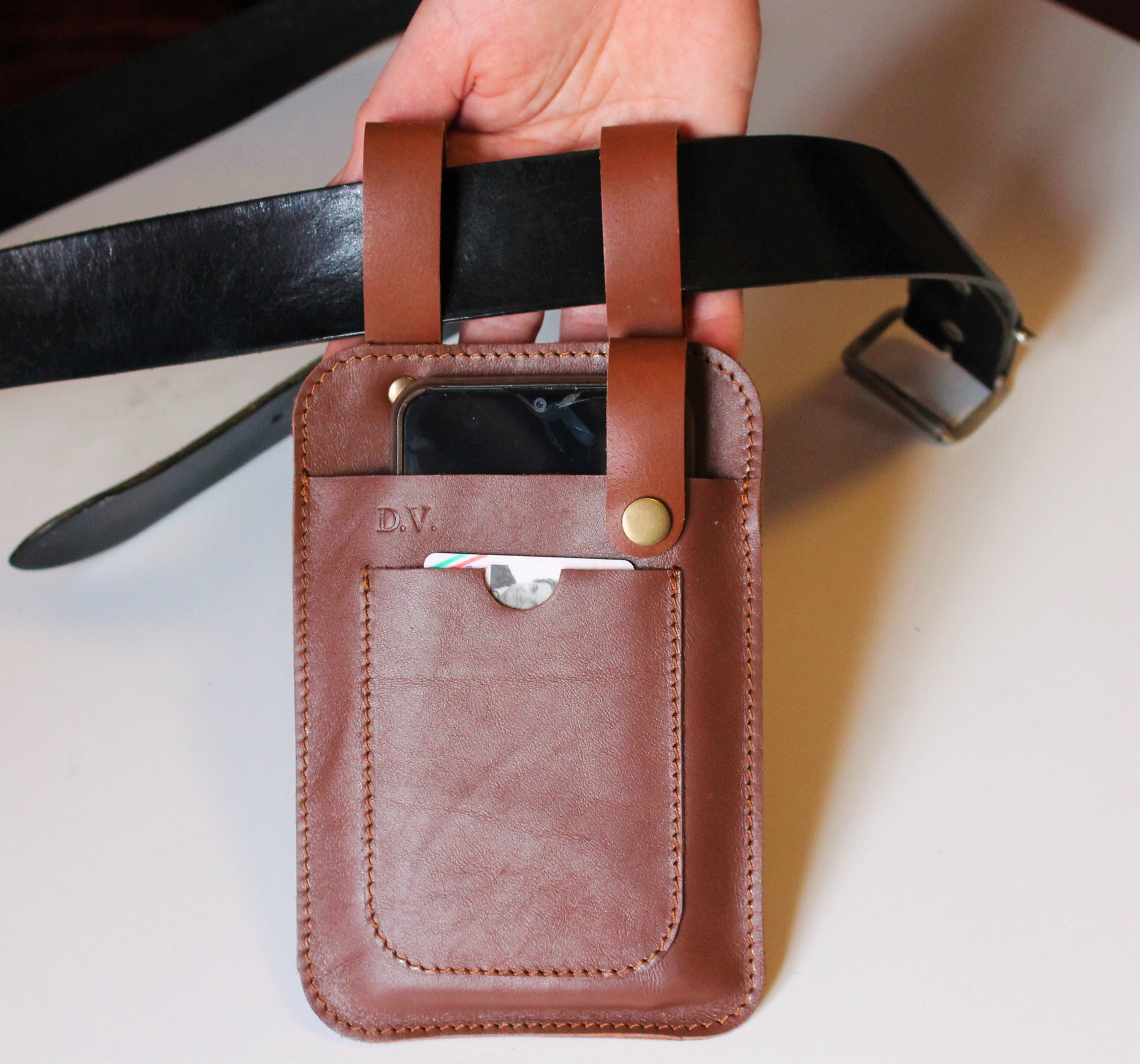 Leather Belt Phone Bag Leather Men Phone Case Italian - Etsy