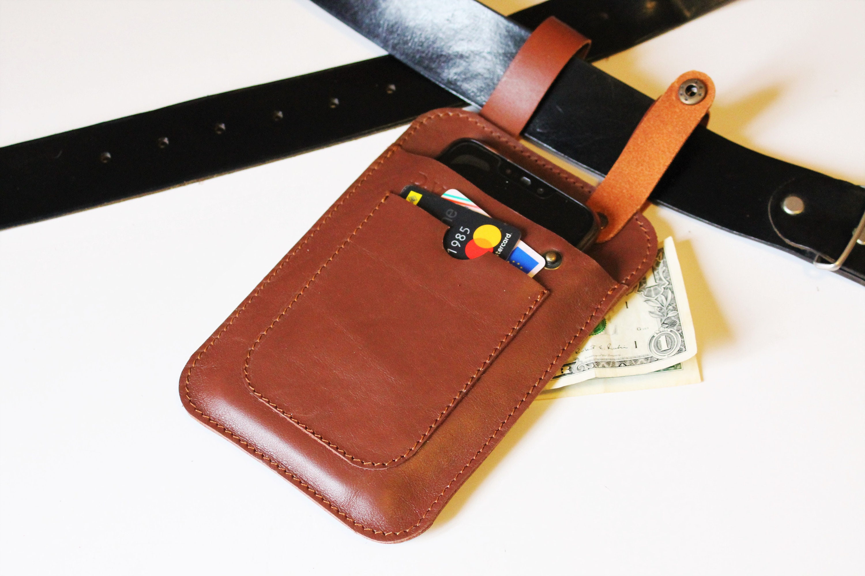Leather Belt Phone Bag Leather Men Phone Case Italian - Etsy