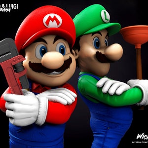 Mario and Luigi Statues - Etsy