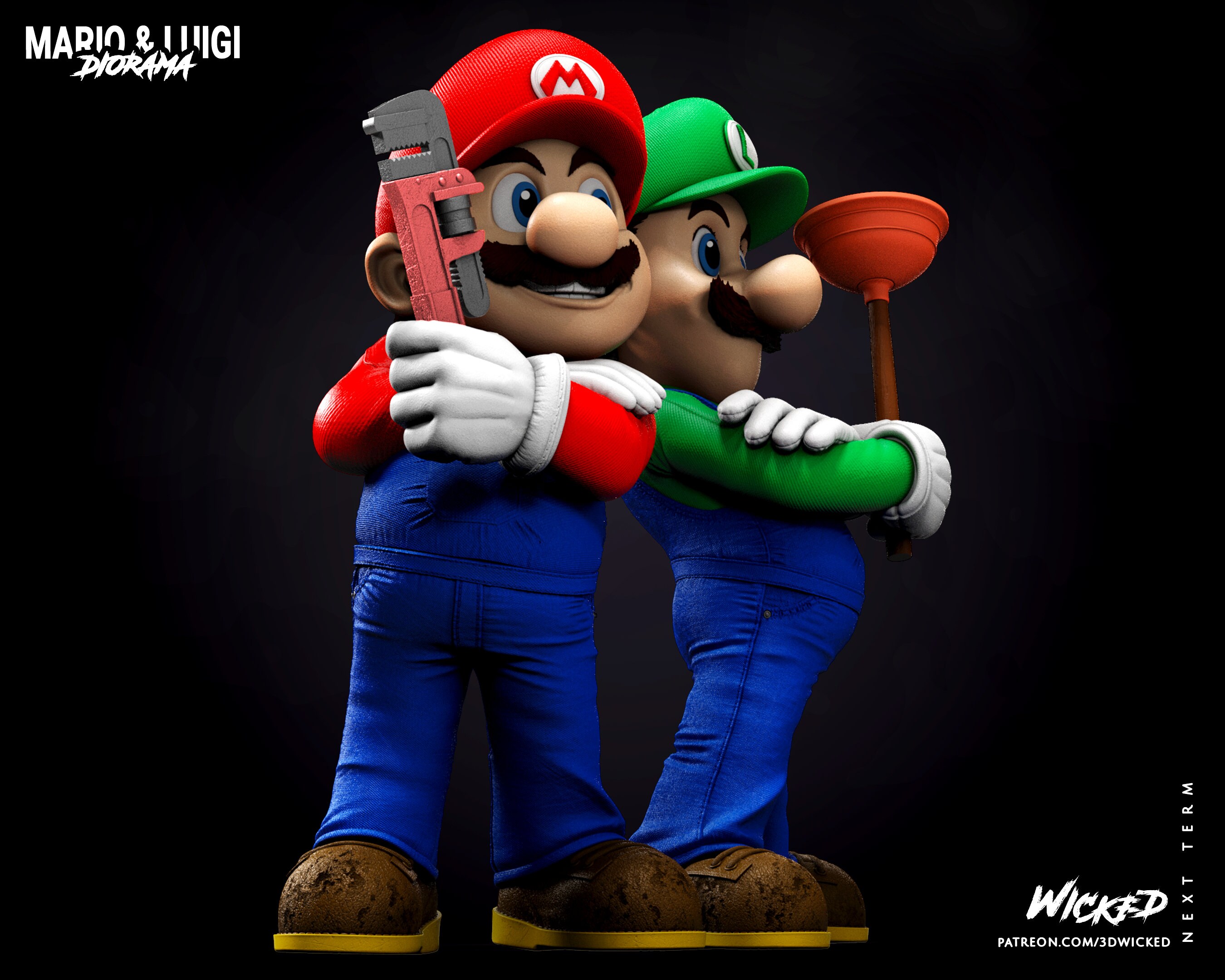 Mario and Luigi Statues - Etsy