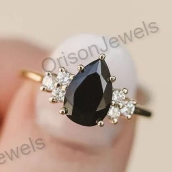 Black Obsidian and Diamond Ring - Etsy