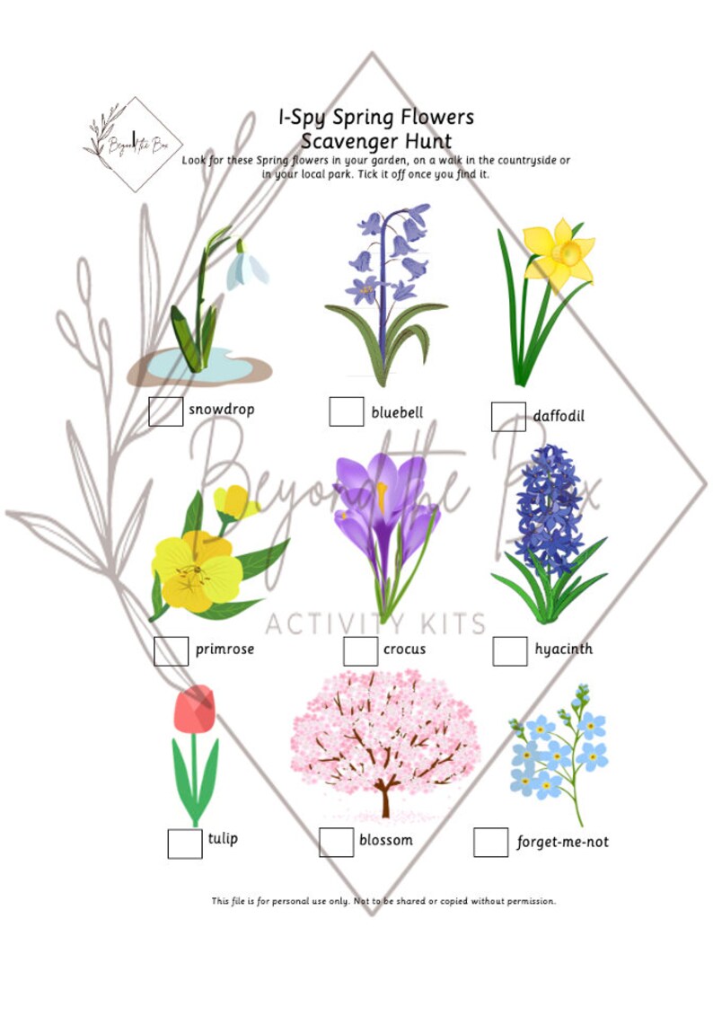 I-spy Spring Flowers Scavenger Hunt Printable Digital Download - Etsy