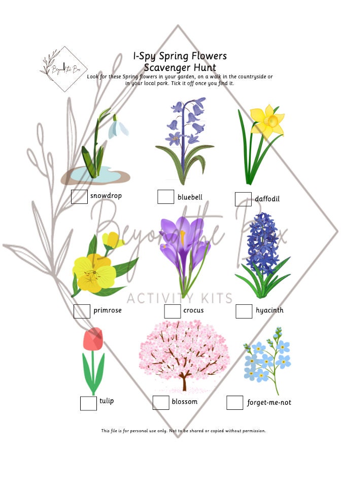I-spy Spring Flowers Scavenger Hunt Printable Digital Download - Etsy
