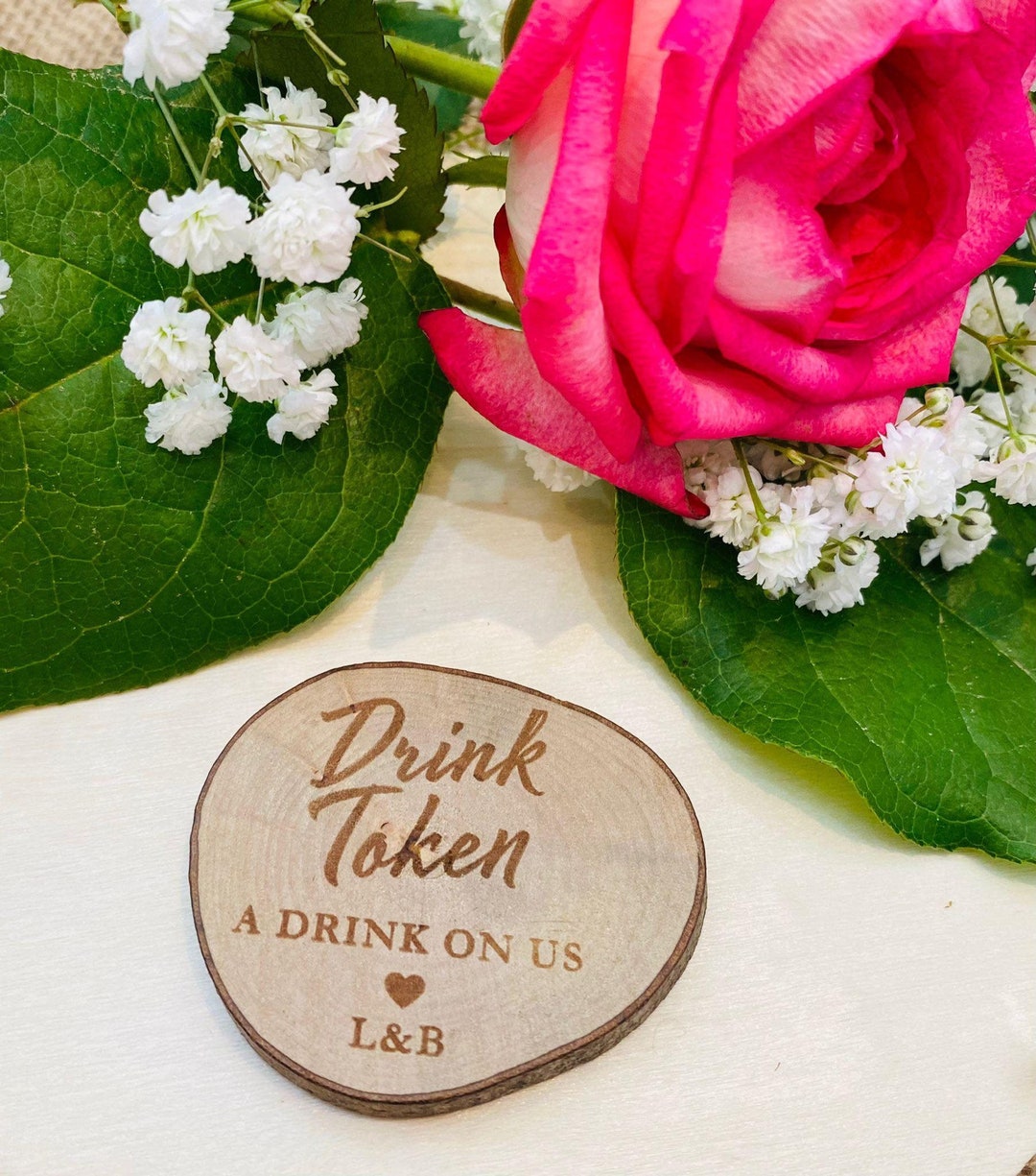 Bespoke Wedding Keepsake Bespoke Wedding Favour Wooden Drinks Token ...