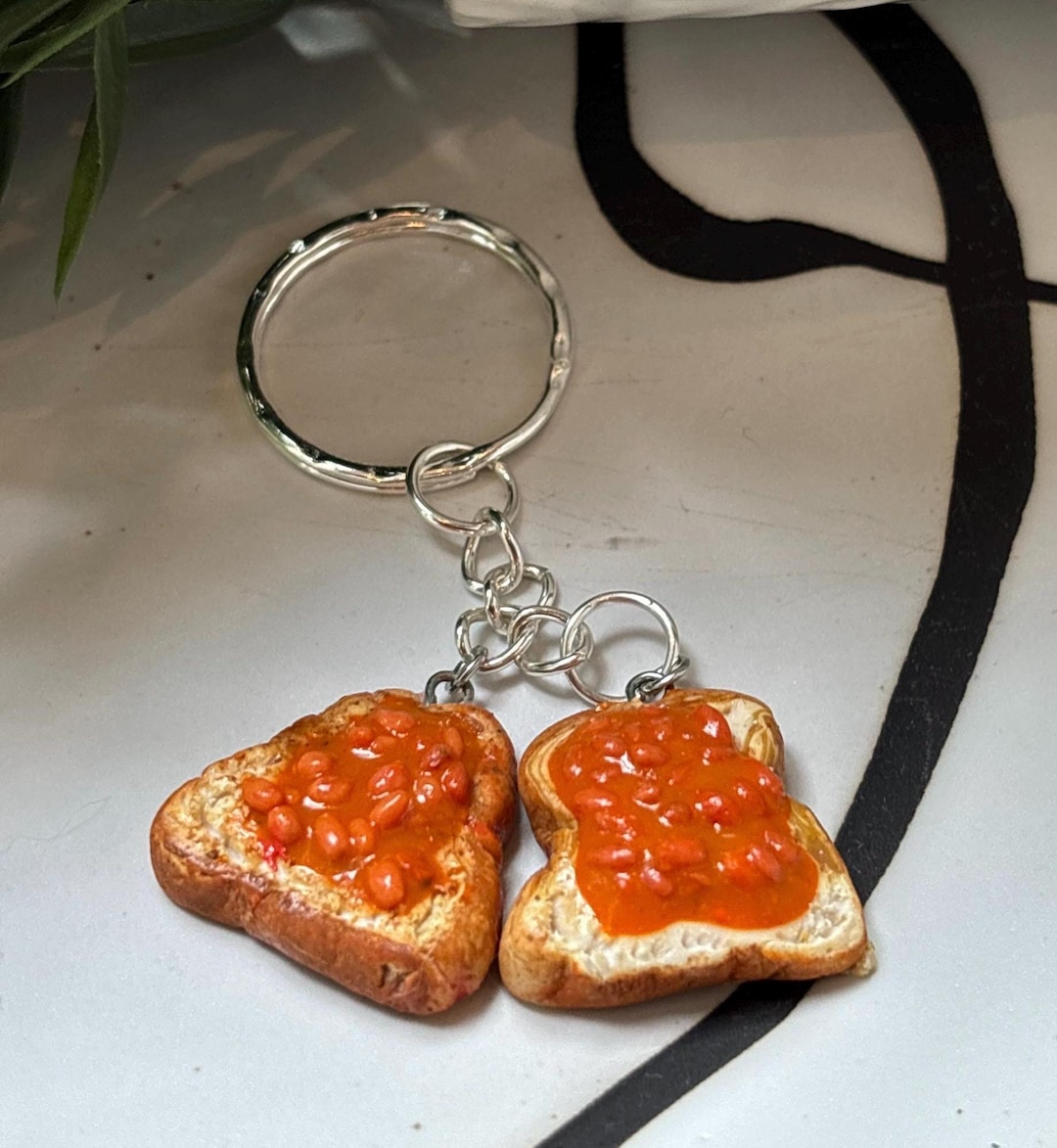 Beans on Toast Keyring - Baked Beans Keyring | Toast Keyring | Fimo ...