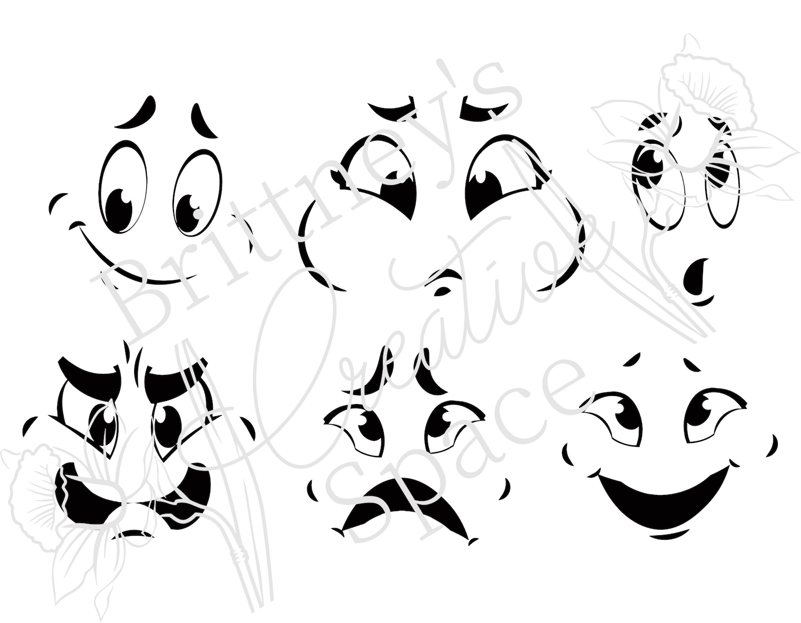 Set of 6 Cartoon Face Decals - Etsy