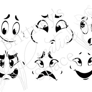 Set of 6 Cartoon Face Decals - Etsy