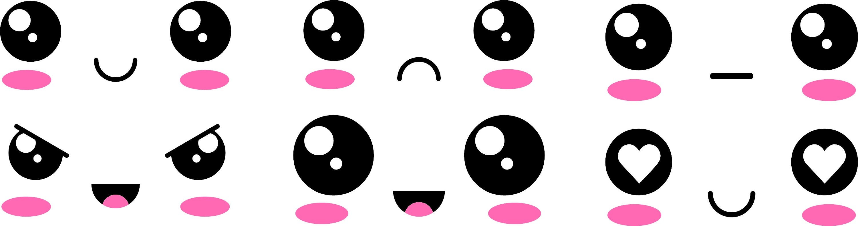 Set of 6 Kawaii Face Decals - Etsy