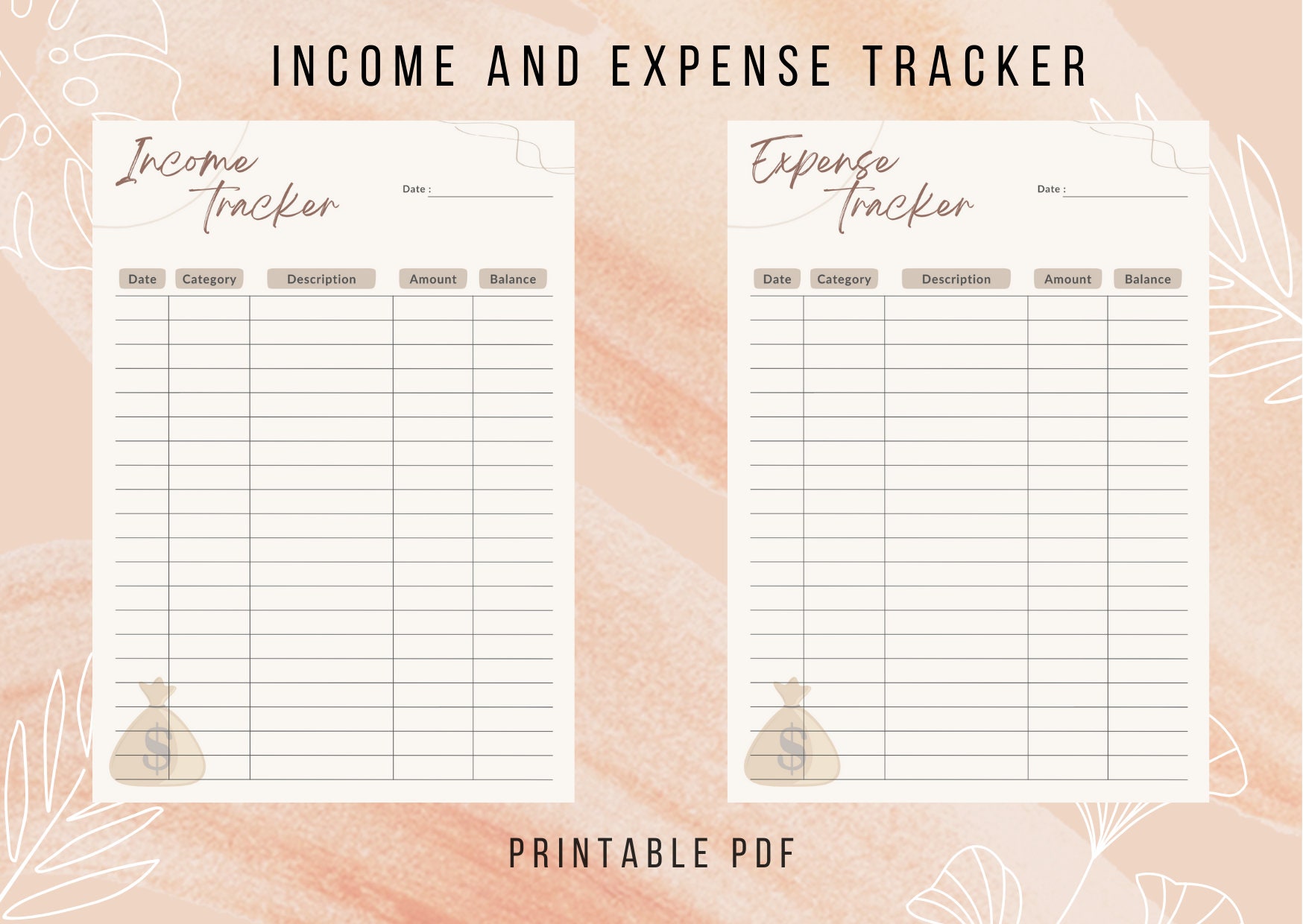 Income Tracker - Expense Tracker - Finance Tracker Set - Income ...