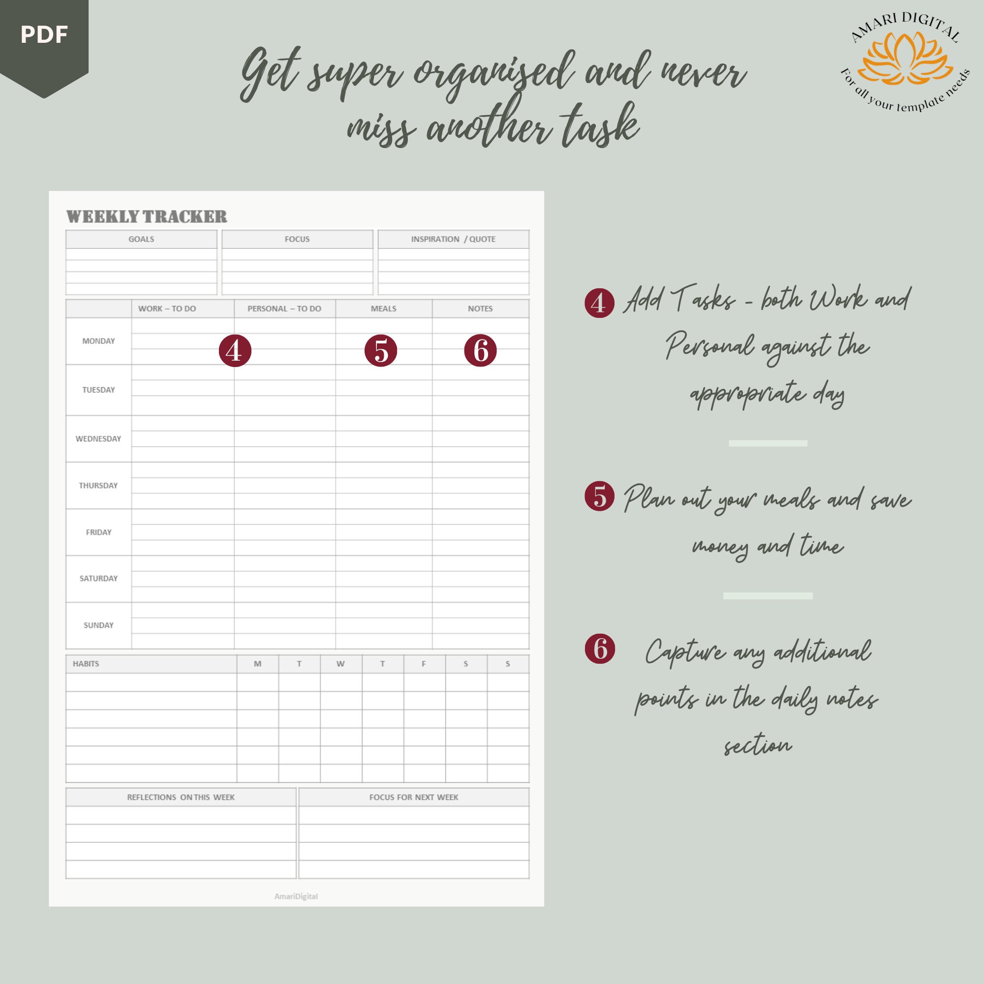 Printable / Digital Weekly Tracker - Etsy