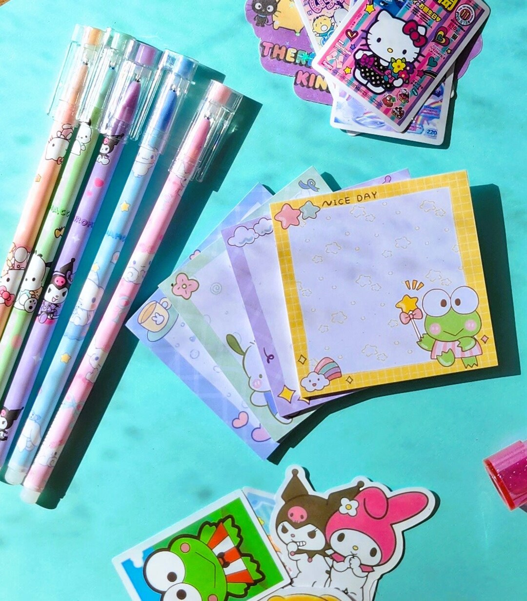 Kawaii Kitty & Friends Memo Notepad Set of 4 Kawaii Frog Sticky Notes ...